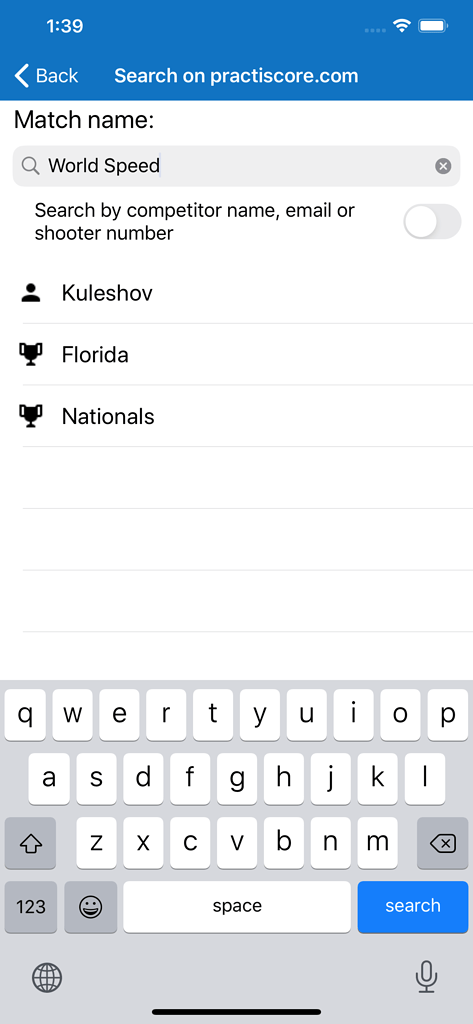 Search and load match results using PractiScore Competitor app - PractiScore Competitor App ...