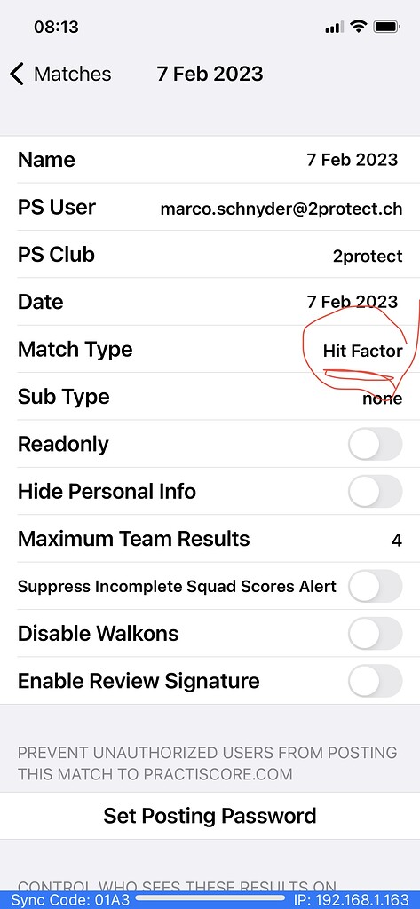 When creating IDPA match, IPSC setting are in - iOS 1.xx Scoring App ...